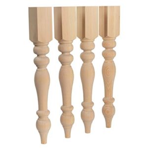 carolina leg co. chunky farmhouse table legs - unfinished - diy furniture - turned legs - set of 4 - dimensions: 3.5" x 29"