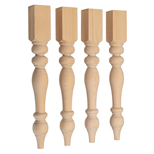 CAROLINA LEG CO. Chunky Farmhouse Table Legs - Unfinished - DIY Furniture - Turned Legs - Set of 4 - Dimensions: 3.5" x 29"