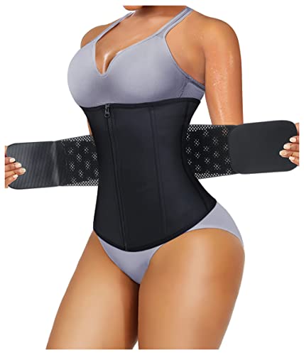 Gotoly Women Waist Trainer Corset Cincher Belt Tummy Control Slimming Body Shaper Belly Workout Sport Girdle (Black, X-Small)