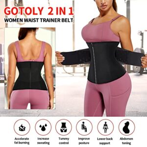 Gotoly Women Waist Trainer Corset Cincher Belt Tummy Control Slimming Body Shaper Belly Workout Sport Girdle (Black, X-Small)