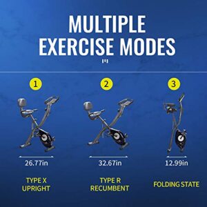 leikefitness LEIKE X Bike Ultra-Quiet Folding Exercise Bike, Magnetic Upright Bicycle with Heart Rate,LCD Monitor and easy to assemble (BLUE)