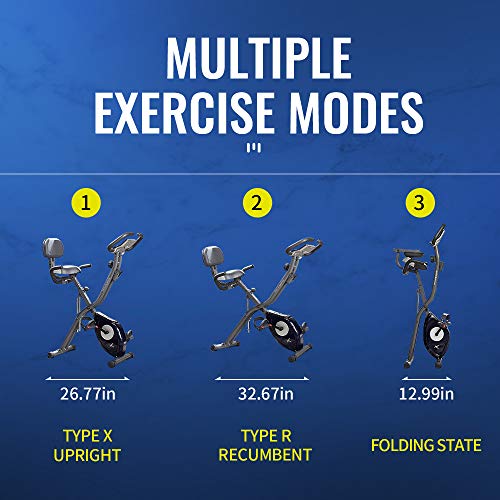 leikefitness LEIKE X Bike Ultra-Quiet Folding Exercise Bike, Magnetic Upright Bicycle with Heart Rate,LCD Monitor and easy to assemble (BLUE)