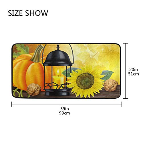 AGONA Anti Fatigue Kitchen Mat Thanksgiving Floral Sunflower Pumpkin Candle Christmas Kitchen Rugs Non Slip Standing Mats Decorative Absorbent Floor Mat Bath Rug Runner Area Rug Carpet Door Mat Indoor