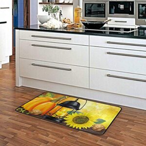 AGONA Anti Fatigue Kitchen Mat Thanksgiving Floral Sunflower Pumpkin Candle Christmas Kitchen Rugs Non Slip Standing Mats Decorative Absorbent Floor Mat Bath Rug Runner Area Rug Carpet Door Mat Indoor