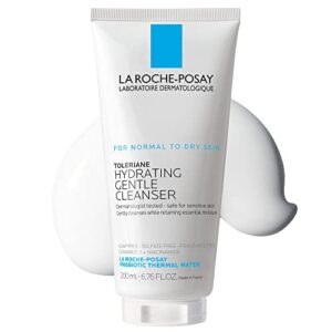 la roche-posay toleriane hydrating gentle facial cleanser, daily face wash with ceramide and niacinamide for normal to dry sensitive skin, oil-free, fragrance free