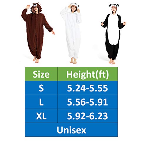 III HHONS Brown Bear Onesie Women Adult Animal Pajamas Costume Halloween Cosplay Sleepwear Onesies For Men Large