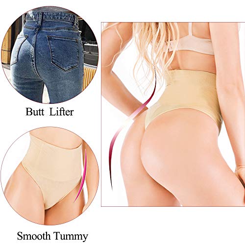 Jenbou Thong Shapewear Tummy Control Panties Body Shaper for Women Butt Lifter Waist Trainer Seamless Slimmer Panty Nude