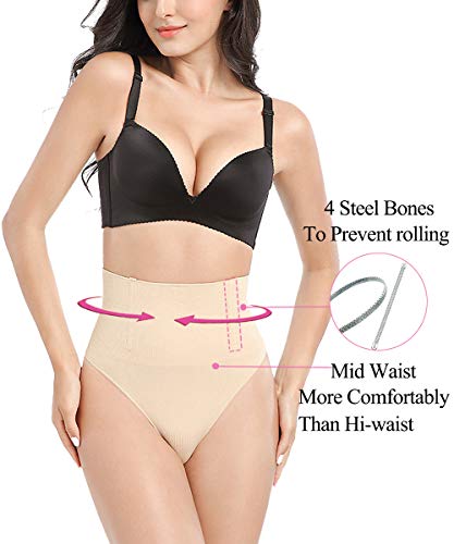 Jenbou Thong Shapewear Tummy Control Panties Body Shaper for Women Butt Lifter Waist Trainer Seamless Slimmer Panty Nude