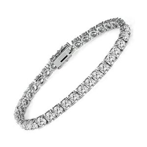 mdfun 14k white gold plated 4.0 cubic zirconia tennis bracelet for women and men（7.5" tennis bracelet）