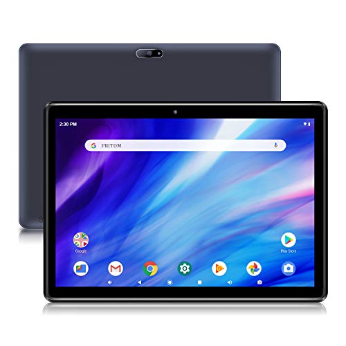 PRITOM M10 10 inch Tablet - Android Tablet with 2GB RAM, 64GB ROM, 512GB Expandable, Quad-Core, HD IPS Screen, 2.0 MP + 8.0 MP Dual Camera, WiFi, Bluetooth, Stable Tablet with 6000mAh Battery