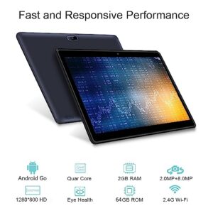 PRITOM M10 10 inch Tablet - Android Tablet with 2GB RAM, 64GB ROM, 512GB Expandable, Quad-Core, HD IPS Screen, 2.0 MP + 8.0 MP Dual Camera, WiFi, Bluetooth, Stable Tablet with 6000mAh Battery