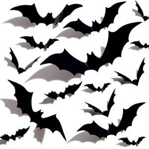 halloween 3d bats decoration plastic bat wall stickers for home window decor party supplies (60pcs)