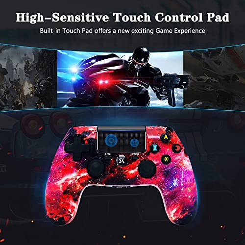 Wireless Controller for PS4,Galaxy Nebula Design High Performance Double Vibration Controller Compatible with Playstation 4 /Pro/Slim/PC with Sensitive Touch Pad,Audio Function, Mini LED Indicator