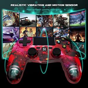 Wireless Controller for PS4,Galaxy Nebula Design High Performance Double Vibration Controller Compatible with Playstation 4 /Pro/Slim/PC with Sensitive Touch Pad,Audio Function, Mini LED Indicator