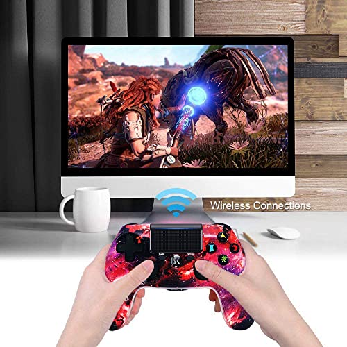 Wireless Controller for PS4,Galaxy Nebula Design High Performance Double Vibration Controller Compatible with Playstation 4 /Pro/Slim/PC with Sensitive Touch Pad,Audio Function, Mini LED Indicator