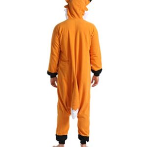 dressfan Animal Fox Onesie Fox Costume Cosplay Costume Fox Pajamas One Piece Sleepwear Orange for Unisex Adults Teens Kids