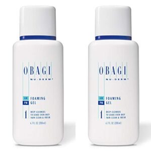 Obagi Nu-Derm Foaming Gel, Soothing Formula Made with Aloe–Foaming Daily Facial Cleanser Deep Cleanses and Removes Makeup and Dirt to Leave Normal to Oily Skin Clean and Fresh, 6.7-FL, Oz. Pack-of-2