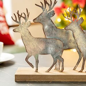 Glitzhome Christmas Table Decorations 12.81 Inches Metal Christmas Reindeer Decor Galvanized Deer Decoration for Home Country Christmas Decor Rustic Xmas Desk Decoration