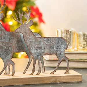 Glitzhome Christmas Table Decorations 12.81 Inches Metal Christmas Reindeer Decor Galvanized Deer Decoration for Home Country Christmas Decor Rustic Xmas Desk Decoration