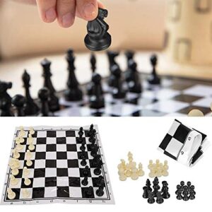 Alomejor Chess Board Game Portable Plastic International Chess Set with Black and White Medieval Chess