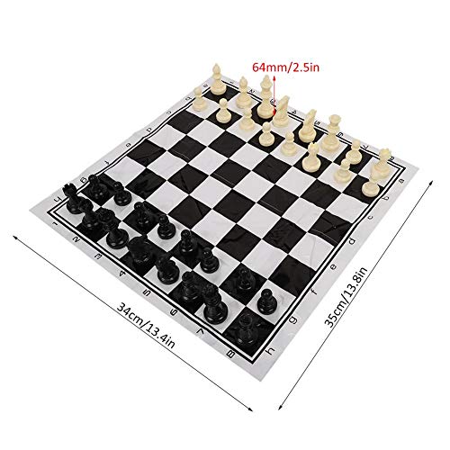 Alomejor Chess Board Game Portable Plastic International Chess Set with Black and White Medieval Chess