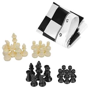 Alomejor Chess Board Game Portable Plastic International Chess Set with Black and White Medieval Chess