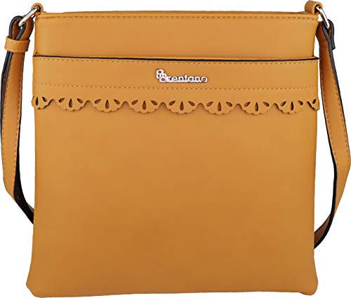 B BRENTANO Vegan Medium Crossbody Handbag Purse (Mustard - S)