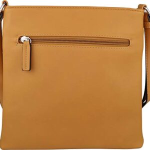 B BRENTANO Vegan Medium Crossbody Handbag Purse (Mustard - S)