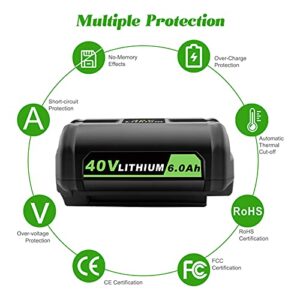 ADVNOVO 40V 6000mAh Lithium-ion Battery Replacement for Ryobi 40-Volt Collection Cordless Power Tools OP4040 OP4026 OP4030 OP4050 OP4060A Compatible with Ryobi 40V Battery