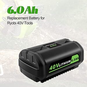 ADVNOVO 40V 6000mAh Lithium-ion Battery Replacement for Ryobi 40-Volt Collection Cordless Power Tools OP4040 OP4026 OP4030 OP4050 OP4060A Compatible with Ryobi 40V Battery