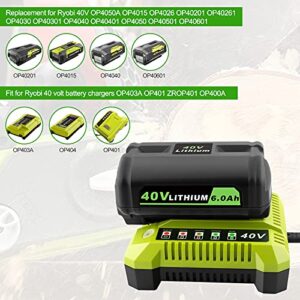 ADVNOVO 40V 6000mAh Lithium-ion Battery Replacement for Ryobi 40-Volt Collection Cordless Power Tools OP4040 OP4026 OP4030 OP4050 OP4060A Compatible with Ryobi 40V Battery