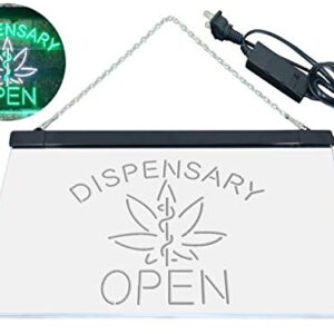 Dispensary Open Shop Dual Color LED Neon Sign White & Green 16" x 12" st6s43-i3374-wg