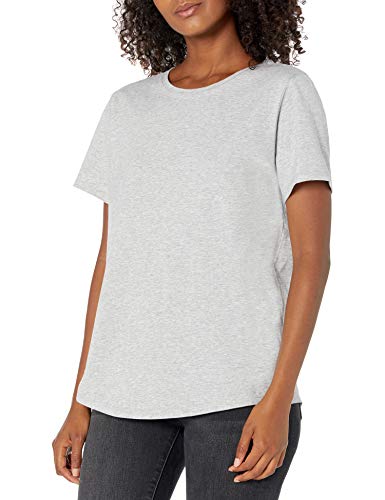 Amazon Essentials Women's Classic-Fit 100% Cotton Short-Sleeve Crewneck T-Shirt (Available in Plus Size), Pack of 2, Charcoal Heather/Light Grey Heather, X-Large