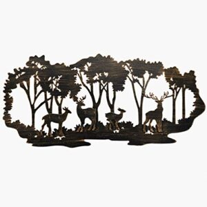 juegoal metal wall art-deer in the forest wall decor hanging for living room, bedroom, bathroom indoor outdoor, 21 x 10 inch