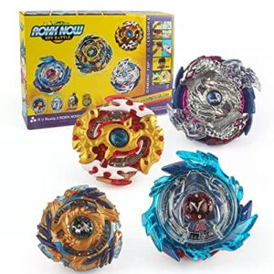 rokk now metal fury bey battle burst gyro blades high-speed metal fusion bay spinning tops includes starter battle arena, launchers, 4 battling metal gyro blades for children & adults, boys & girls