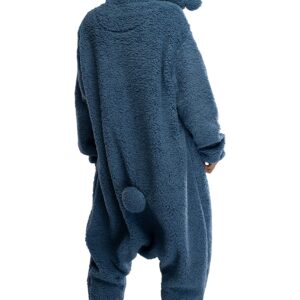 Disney Lilo & Stitch Adult Stitch Kigurumi Cosplay Costume Sherpa Union Suit Pajama Outfit (S/M) Blue