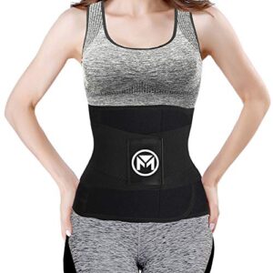 Waist Trainer Belt for Women & Man Waist Trimmer Weight Loss Workout Fitness Back Support Belts (Black,Medium)