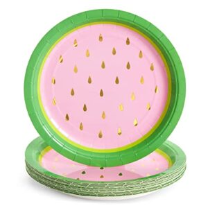 145-Pieces Pink Watermelon Party Supplies for Birthday, Baby Shower, Summer Decorations, Set includes Paper Plates, Napkins, Cups, Cutlery, and Tablecloth (Serves 24)