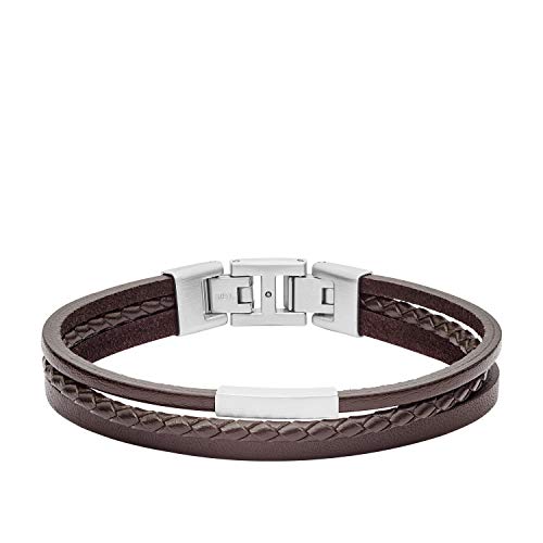 Fossil Men's Leather Bracelet, Color: Brown (Model: JF03323040)