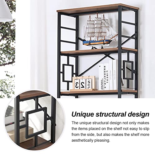 HOMISSUE Bookcase,7-Tier Tall Bookshelf Metal Bookcase and Bookshelves, Free Standing Storage Modern Bookshelf for Home Office Living Room and Bedroom, Rustic Brown