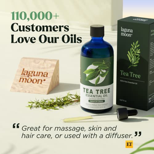 Tea Tree Essential Oil - XXL Bottle w/Organic Drops for Skin, Face, Hair, Scalp, Nails - Fragrance Oil for Aromatherapy, Diffusers, Candle Making, Yoga, Massages, Home Care, Office Essentials (150mL)