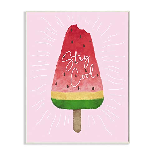 Stupell Industries Stay Cool Watermelon Ice Cream Pink Red Kids Nursery, Design by Artist Ziwei Li Wall Art, 10 x 15, Wood Plaque