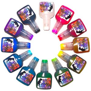 t-rex inks premium alcohol inks starter set- 12 vibrant xl colors - alcohol ink for epoxy resin dye, painting, tumbler making & more - storage box & alcohol ink blending solution - 20ml bottles