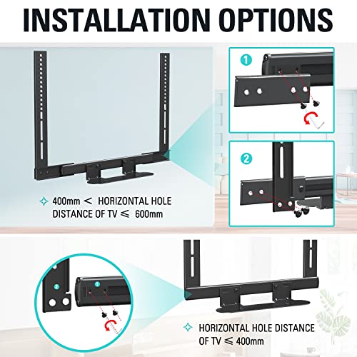 Mounting Dream Soundbar Mount with Easy Access Design for SONOS Beam, SoundBar Bracket with Sliding Block Fits TV up to VESA 600x400mm, Compatible with The Beam Constructed of Duty Aluminum Profile