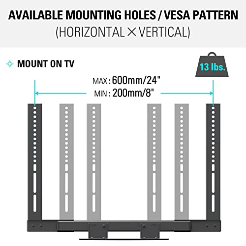 Mounting Dream Soundbar Mount with Easy Access Design for SONOS Beam, SoundBar Bracket with Sliding Block Fits TV up to VESA 600x400mm, Compatible with The Beam Constructed of Duty Aluminum Profile