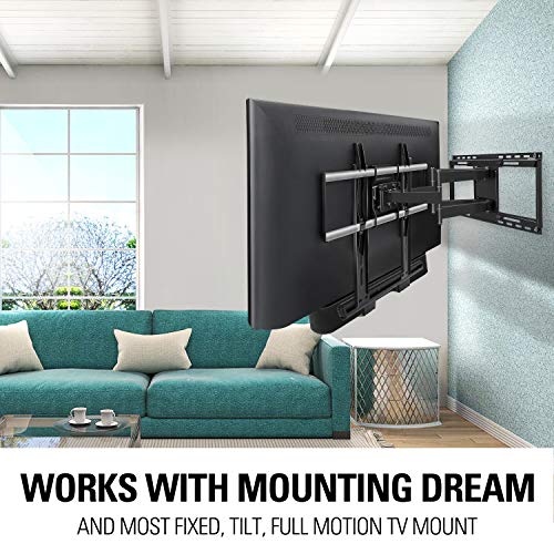 Mounting Dream Soundbar Mount with Easy Access Design for SONOS Beam, SoundBar Bracket with Sliding Block Fits TV up to VESA 600x400mm, Compatible with The Beam Constructed of Duty Aluminum Profile