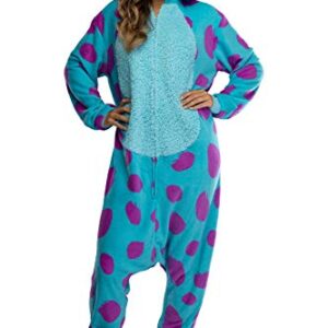 Disney Monsters Inc. Adult Sulley Kigurumi Sherpa Fleece Cosplay Costume One Piece Union Suit (2X/3X) Blue