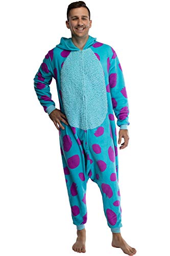 Disney Monsters Inc. Adult Sulley Kigurumi Sherpa Fleece Cosplay Costume One Piece Union Suit (2X/3X) Blue