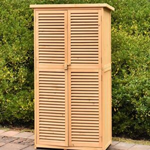 TITIMO 63" Outdoor Garden Storage Shed - Wooden Shutter Design Fir Wood Storage Organizers - Patios Tool Storage Cabinet Lockers for Tools, Lawn Care Equipment, Pool Supplies and Garden Accessories