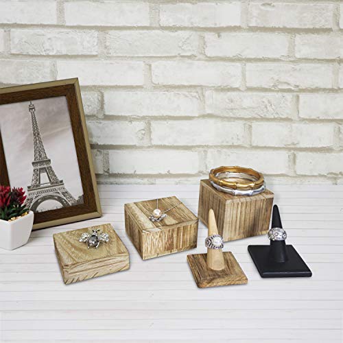 MOOCA Wooden 3 Pcs Square Risers for Display Jewelry and Accessories Display Stand, Wooden Risers for Display, Wood Display Stand Wooden Display Risers, Oak Color